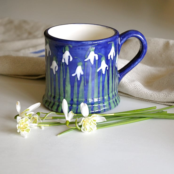 Snowdrop Country Mug - Hand Painted - Folksy