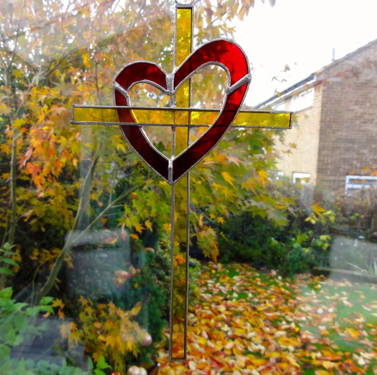 Heart Entwined Cross Suncatcher - Folksy