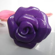 Large Purple Fimo Rose Ring - Folksy