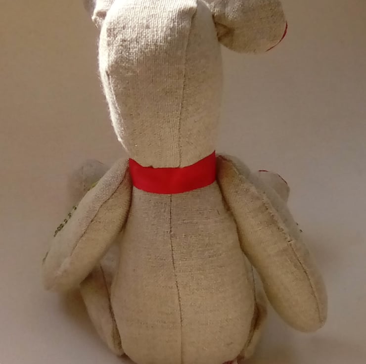 Embroidered Linen Teddy Bear, Embroidered Teddy... - Folksy