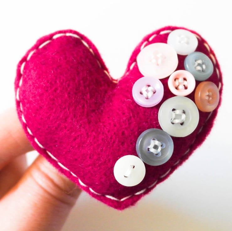 Hand Sewn Heart Brooch Pin. Birthday Gift. Marr... - Folksy