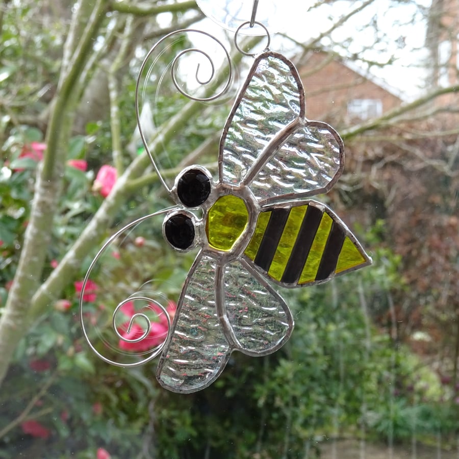Stained Glass Bee Suncatcher - Folksy