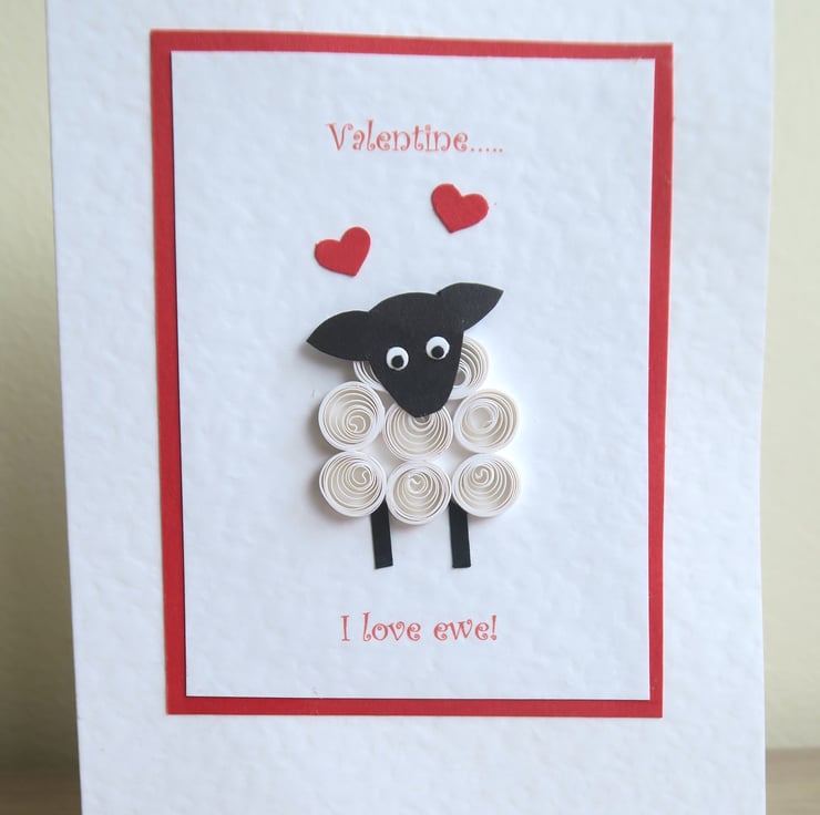 Seconds Sunday - Quilled sheep Valentine card -... - Folksy
