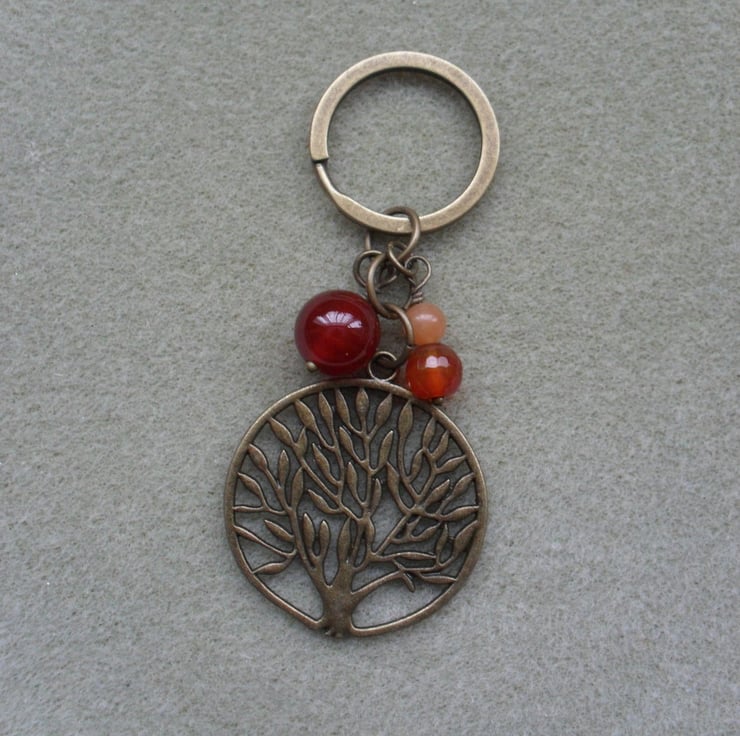 Tree of Life Keyring With Semi Precious Gemstones - Folksy
