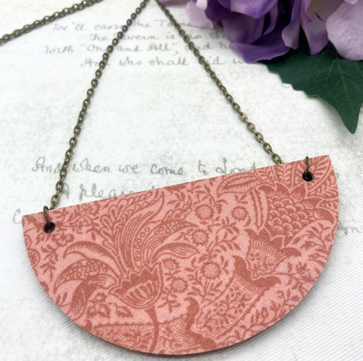 Pink Indian pattern statement semi-circular nec... - Folksy