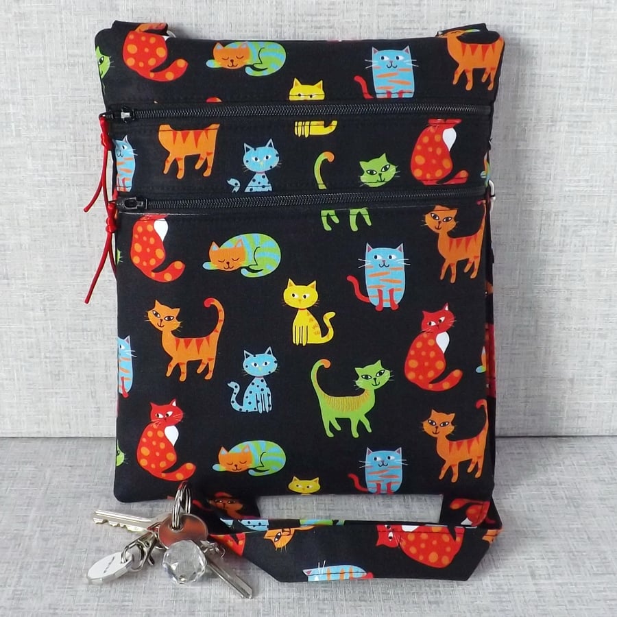 Cross body bag, dog walking bag, phone bag, cats - Folksy