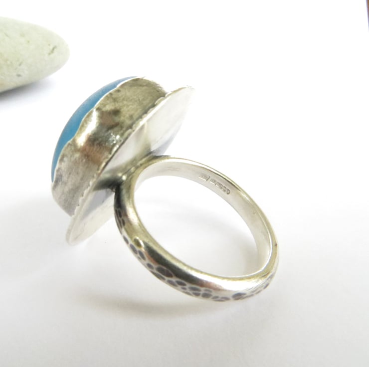 Turquoise Sea Glass Ring, Sterling Silver State... - Folksy
