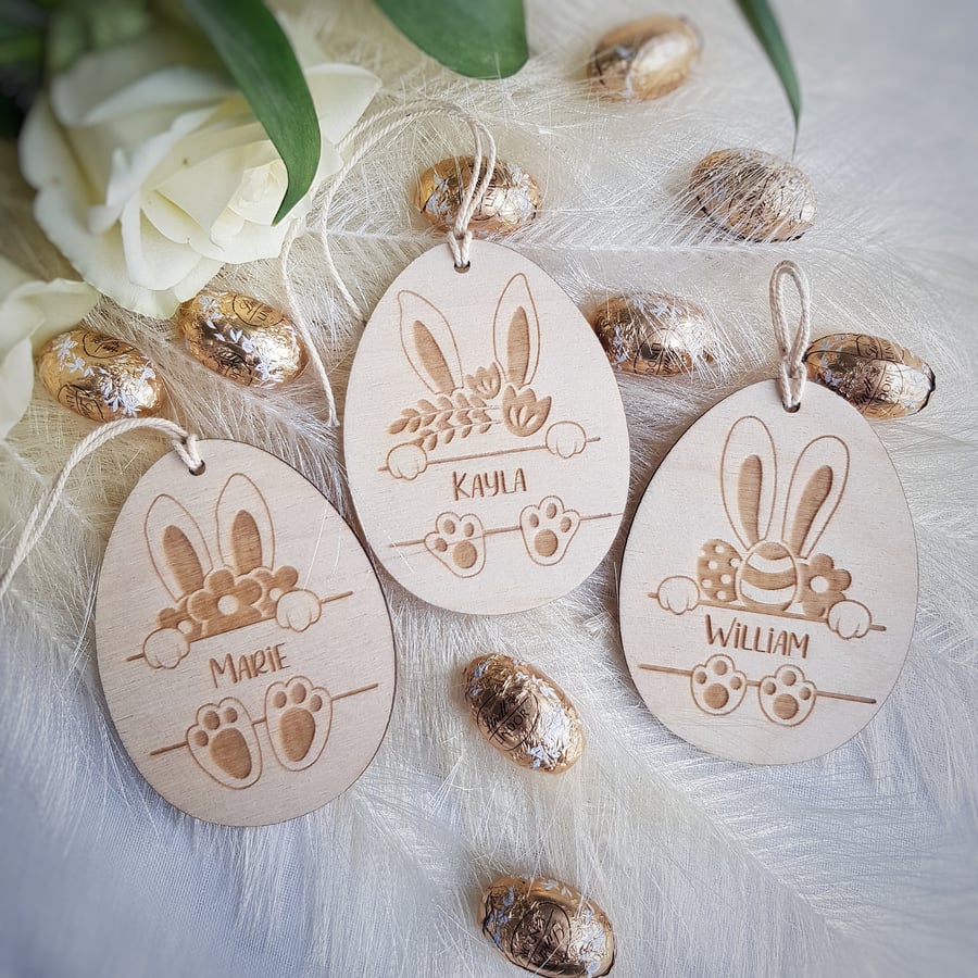 Rustic Wooden Easter Name Tags , Personalised E... - Folksy