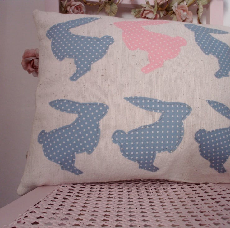 Rabbit cushion cover,nursery decoration,housewa... - Folksy