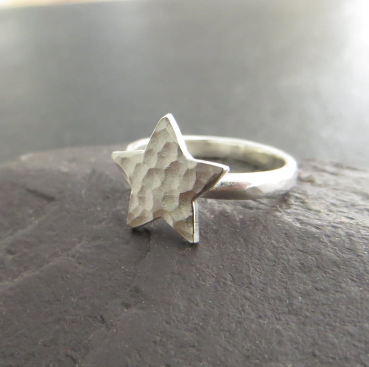 Sterling silver star ring, Space jewellery - Folksy