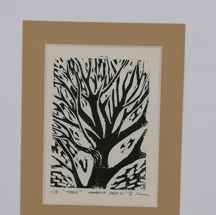 Tree Woodblock Print - 140 x 100 mm approx - Folksy