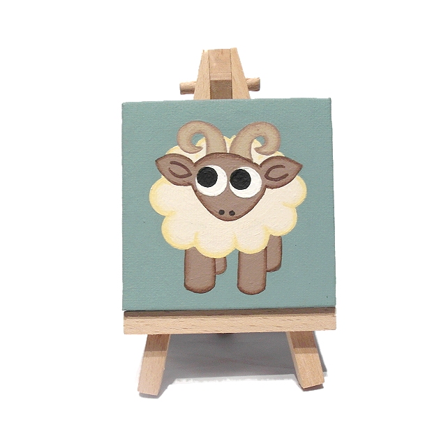 Cute Ram Miniature Art - original acrylic paint... - Folksy