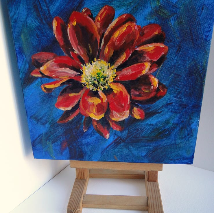 Sale Red Flower Original Acrylic Painting on Bo... - Folksy
