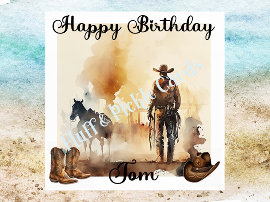 Personalised COWBOY Birthday Card for Him-Wild ... - Folksy