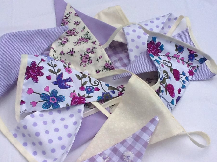 Purple Bunting - 12 flags in mixture of lavende... - Folksy