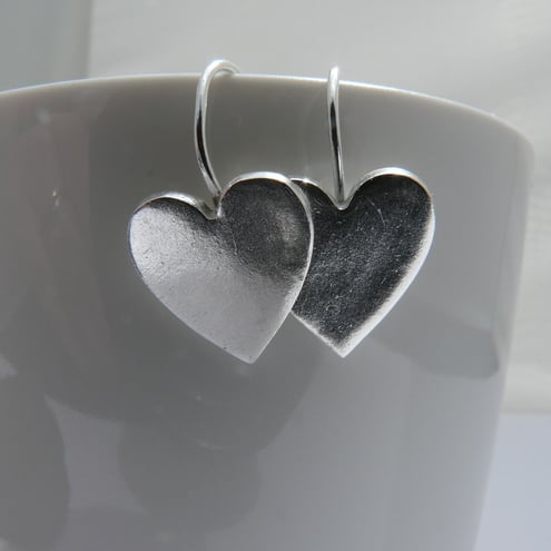 Beautiful silver heart earrings, valentines gift - Folksy