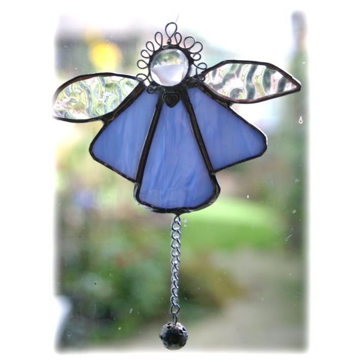 SOLD Angel Bell Suncatcher Stained Glass Turquoise - Folksy