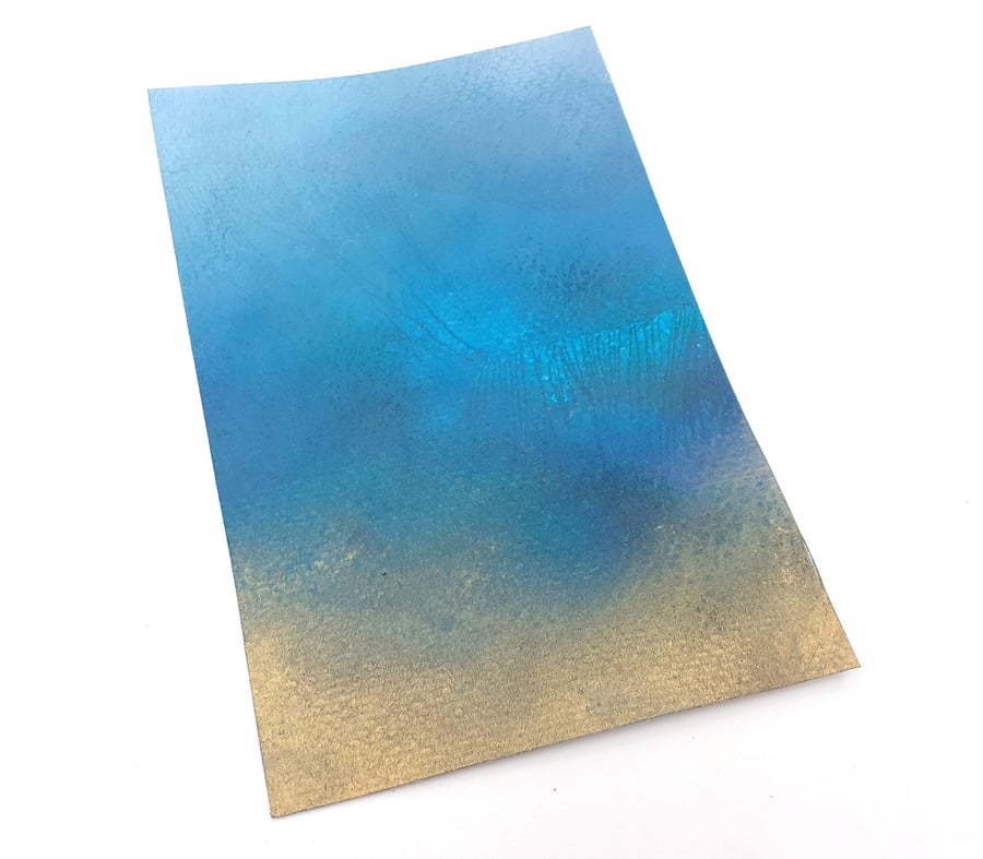 Bright sky blue and gold landscape . Abstract Y... - Folksy