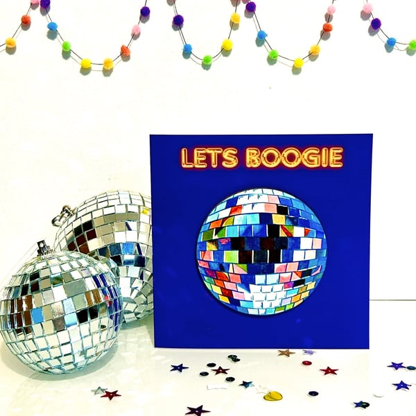 Lets Boogie Disco ball greeting card - includes... - Folksy