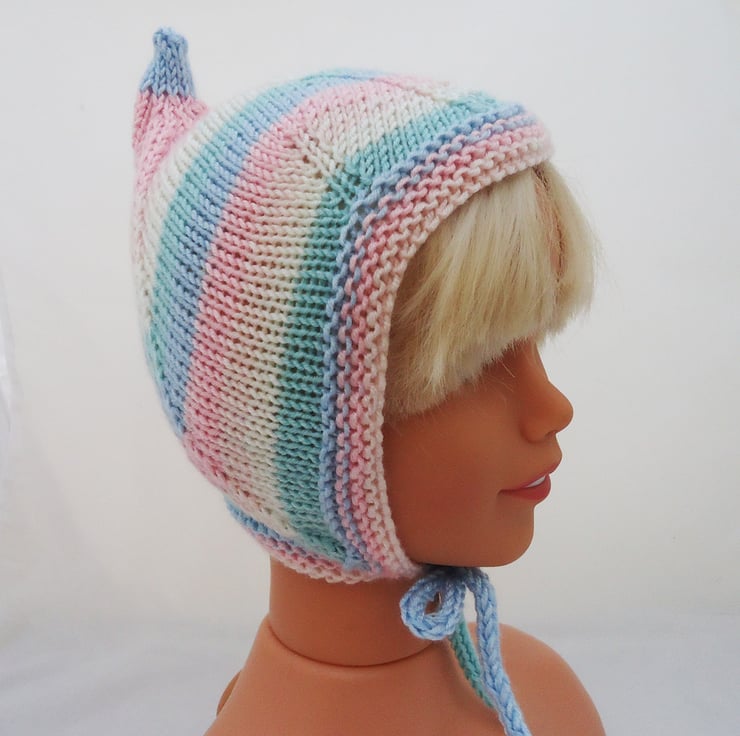 Hand knitted Baby Pixie Bonnet, Baby Pixie Hat,... - Folksy