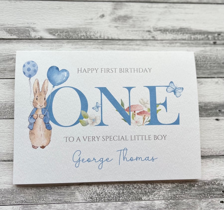 First Birthday Card, Personalised Peter Rabbit ... - Folksy