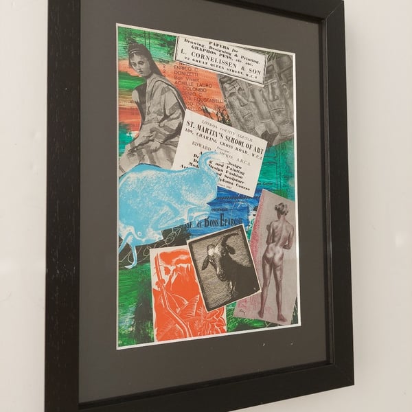 Vintage 1950s Art Magazine framed collage - Folksy