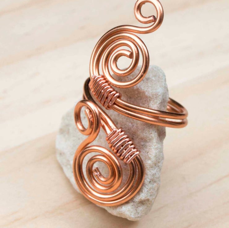 Wire wrapped copper ring-adjustable, wire wrapp... - Folksy