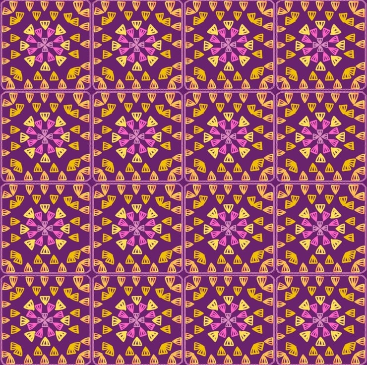 Digital print crochet-inspired granny squares v... - Folksy