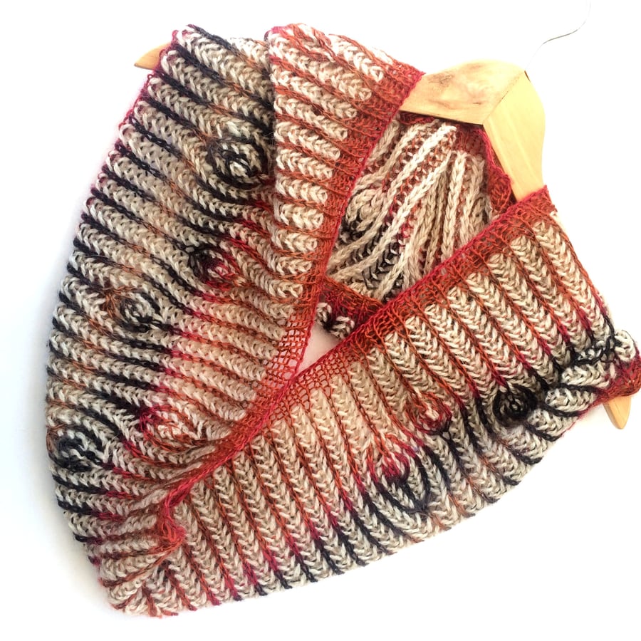 Hand knitted reversible cowl - Folksy