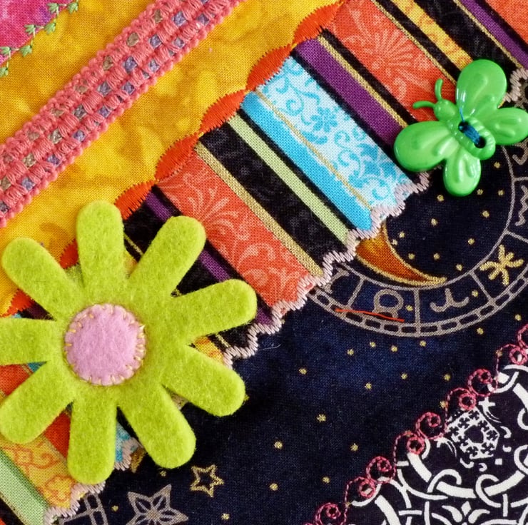 Embellished Patchwork A5 Notebook with Bookmar... - Folksy