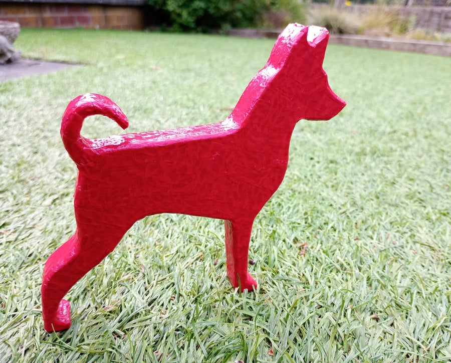 Minpin decopatch dog in red with dark flecks - Folksy