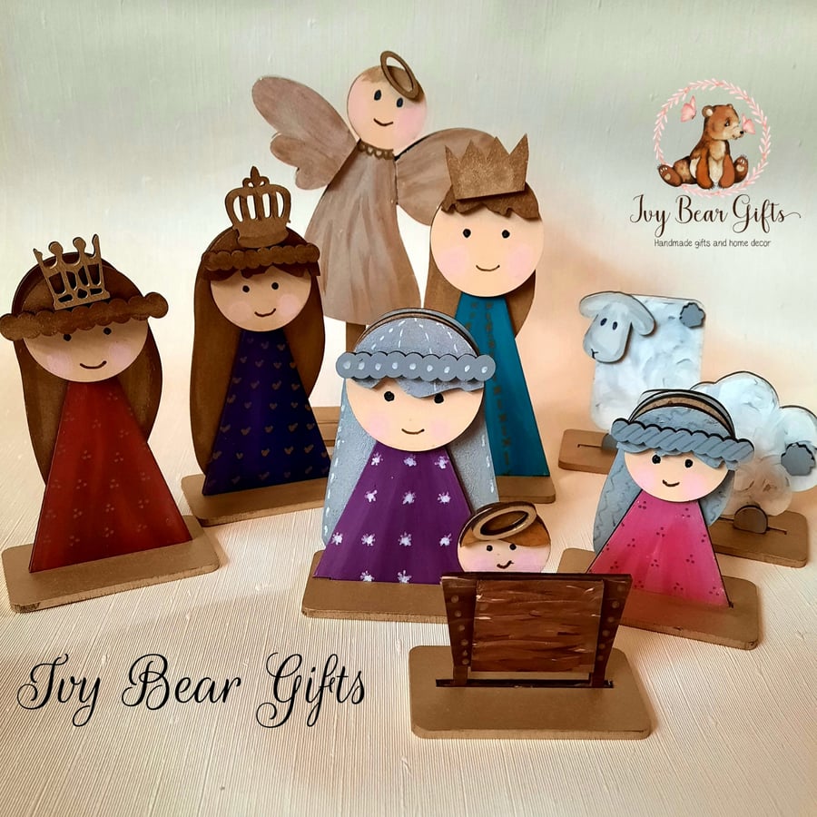 Wooden Christmas Nativity set - Folksy