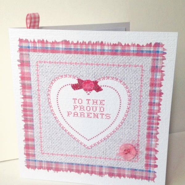 SALE Greeting Card,Proud Parents Baby Card,Hand... - Folksy