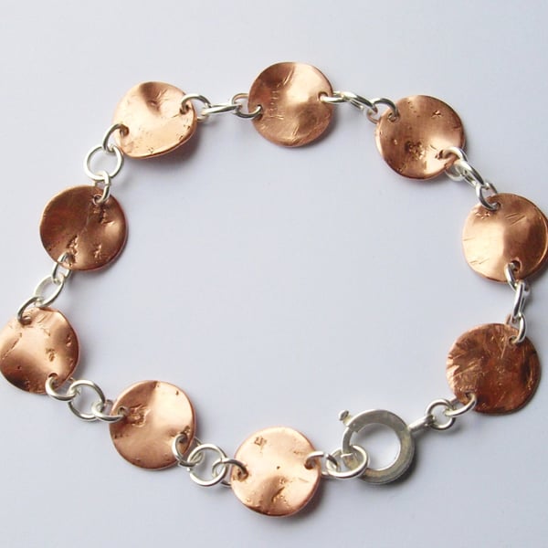 Hand Crafted Copper Disc and Sterling Silver Br... - Folksy