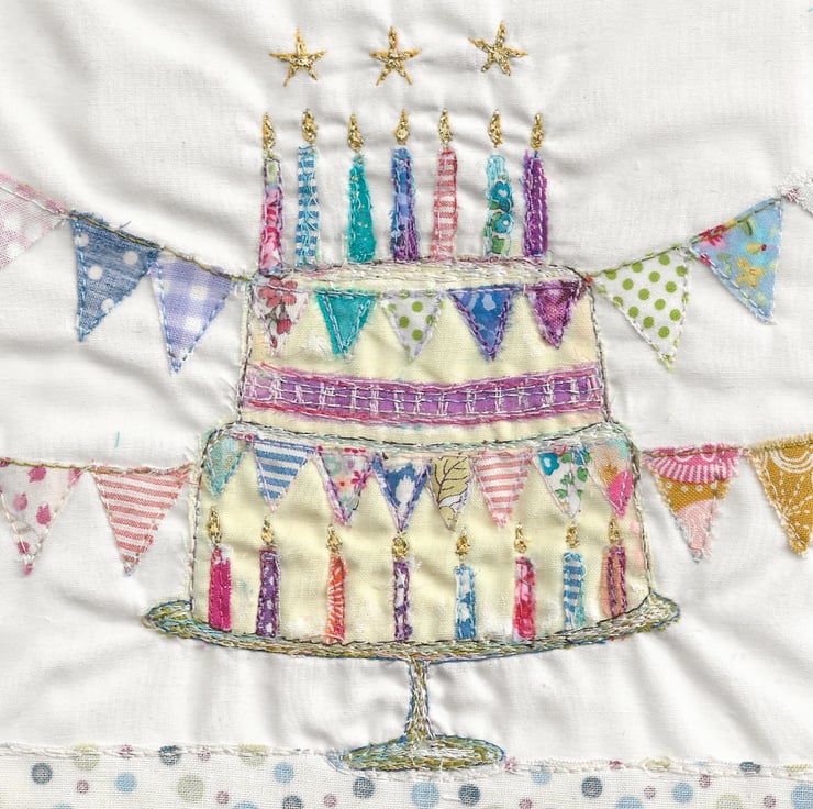 Birthday Bunting Cake handmade card - Folksy