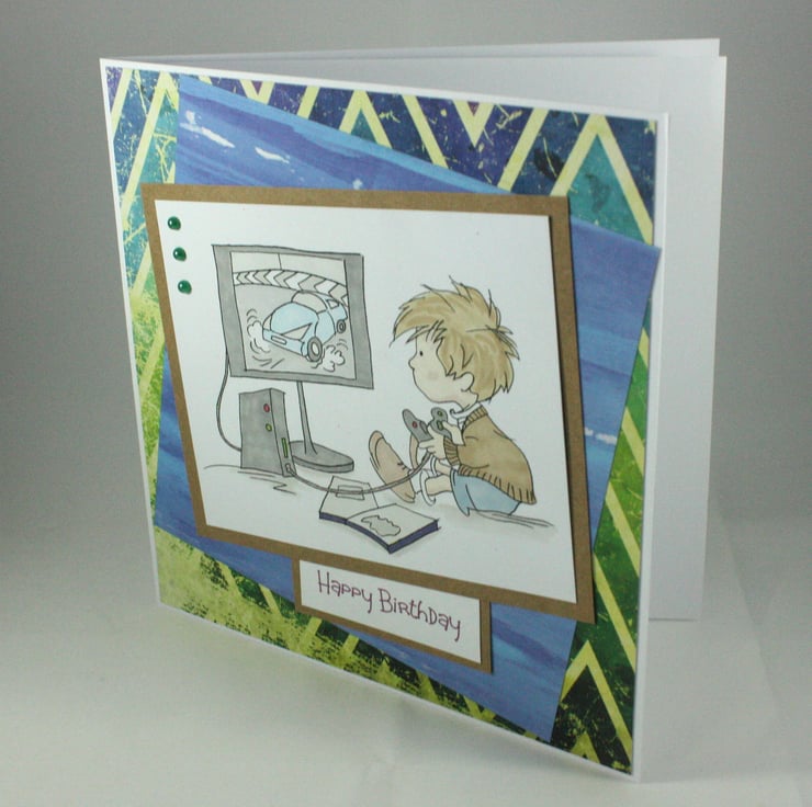 Handmade birthday card - the gamer - Folksy