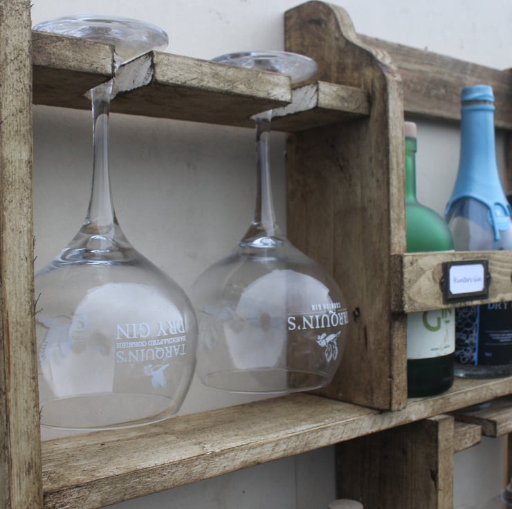 Gin rack, 6 bottles & 4 goblet glasses stor... - Folksy
