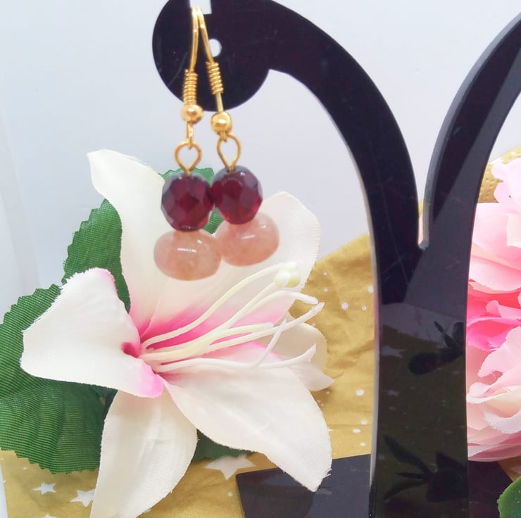 Raspberry Quartz and Garnet Red Crystal Necklac... - Folksy