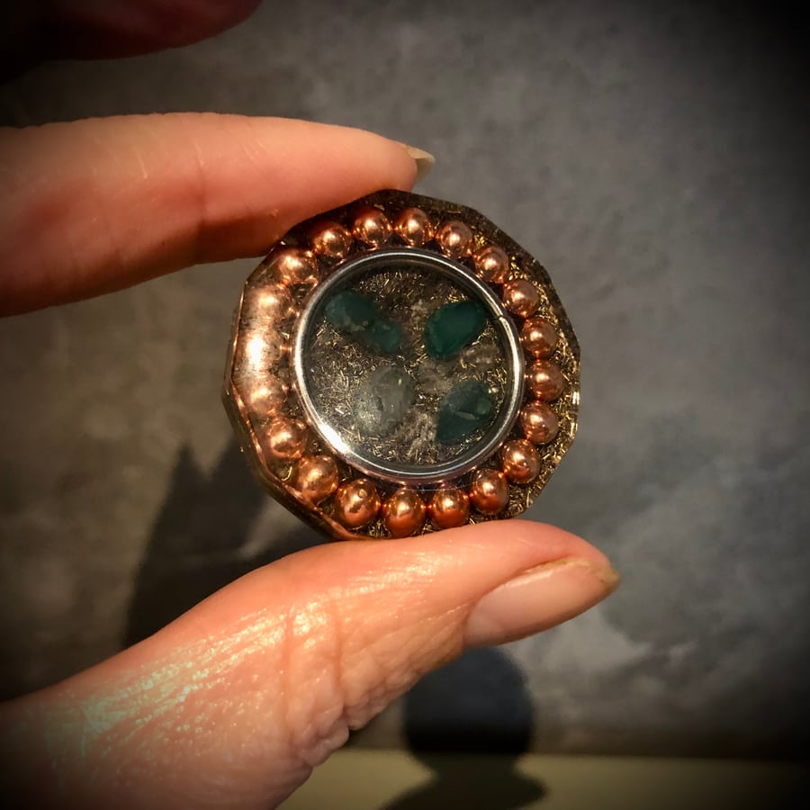 Pocket Orgonite with Clear Quartz and Green Aga... - Folksy