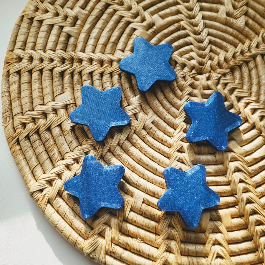 GLITTER BLUE STAR fridge magnets set of 5 Magne... - Folksy