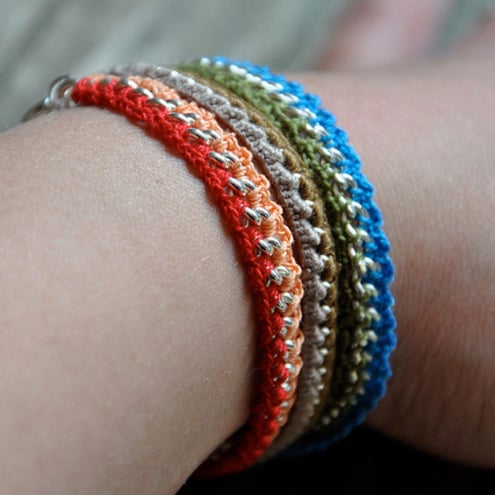 Friendship Bracelet With Metal Chain and Crochet - Folksy