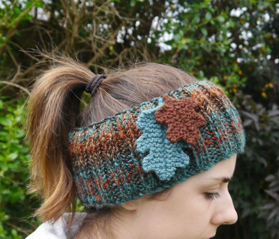 Autumn Oak Leaf Headband, Fall Ear Warmers - Folksy