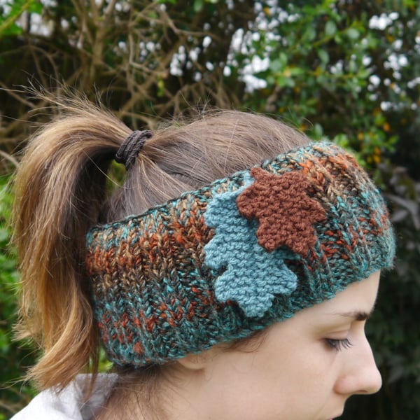 Autumn Oak Leaf Headband, Fall Ear Warmers - Folksy