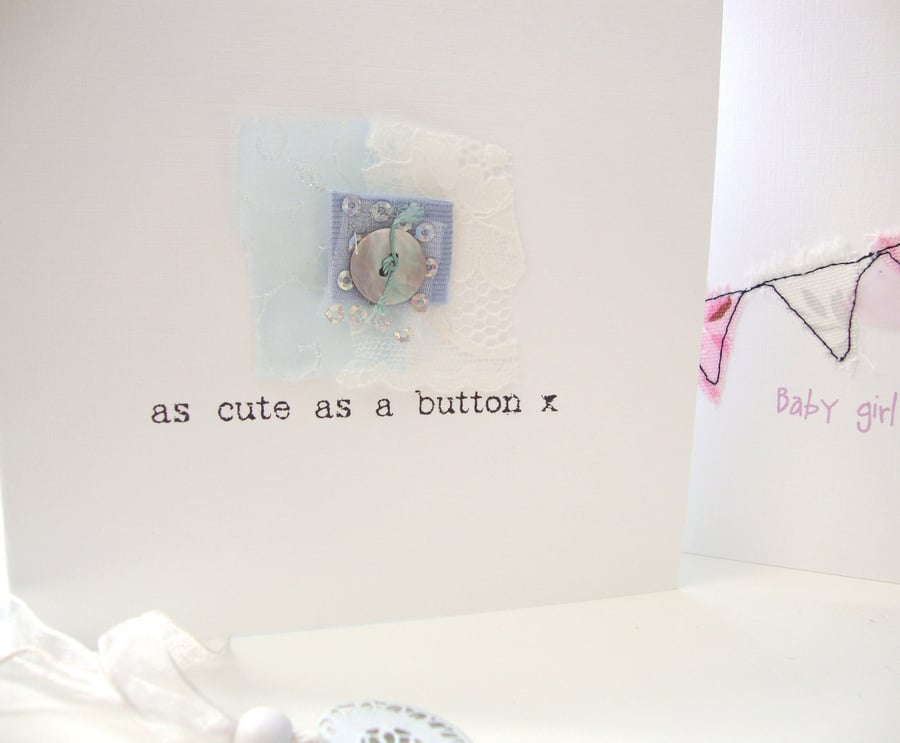 new baby boy card with button - Folksy