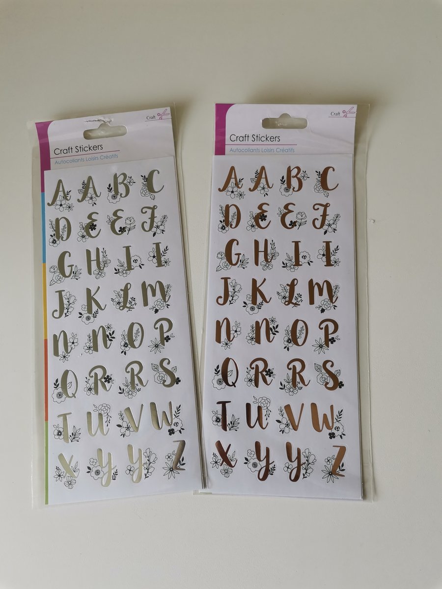 One Sheet of Foil Letters, Silver Foil, Rose Go... - Folksy