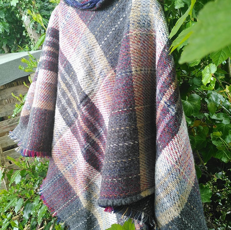Ethical Wool and Fleece lined Poncho with Hood ... - Folksy