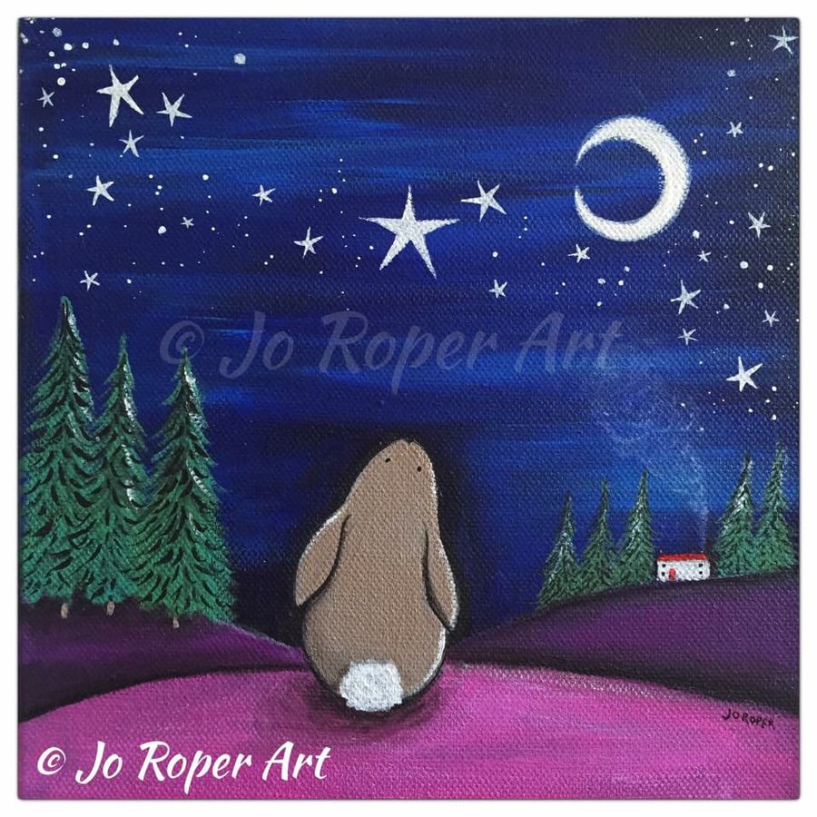 Starry Night bunny is an 8" x 8" Arch... - Folksy