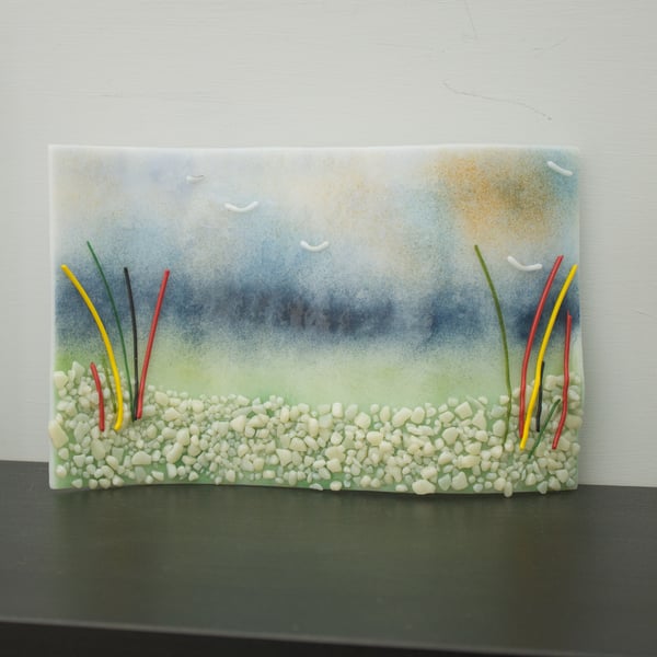 3D Wave Shaped Beach Scene in Fused Glass - 9232 - Folksy