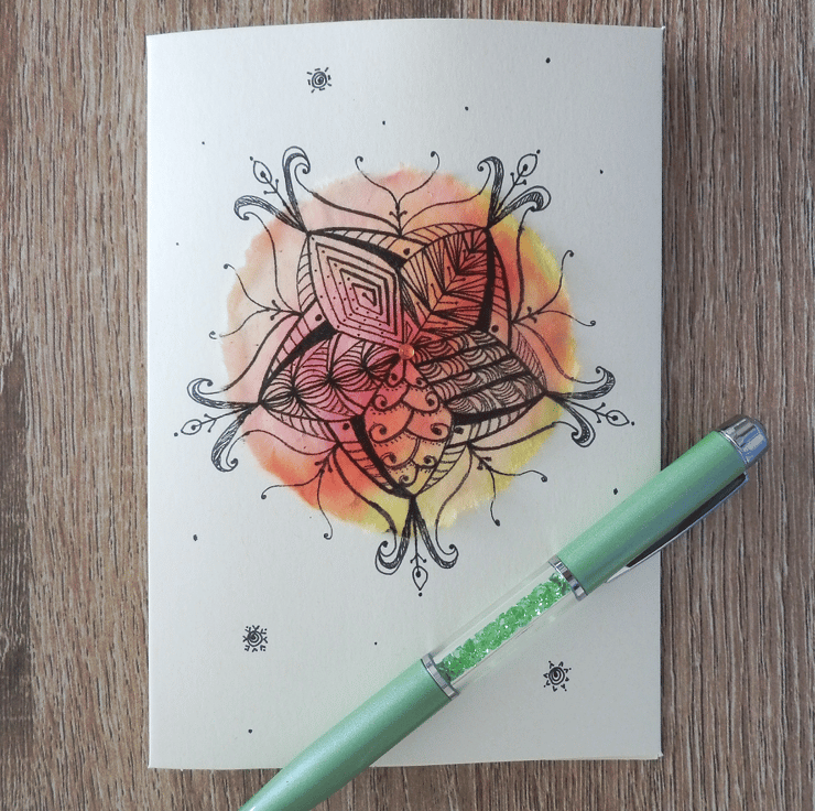 Flower notecards, set of 2, doodle art, hand drawn - Folksy