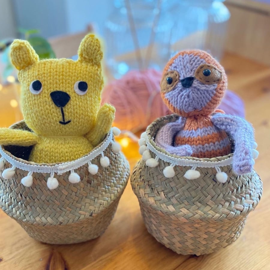Sleepy Sloth Toy Knitting Pattern - Folksy